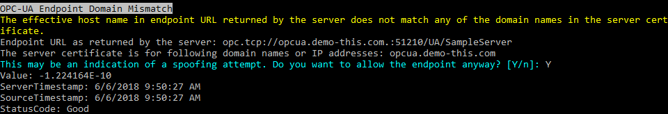 Examples - OPC UA Interaction - Allow endpoint domain